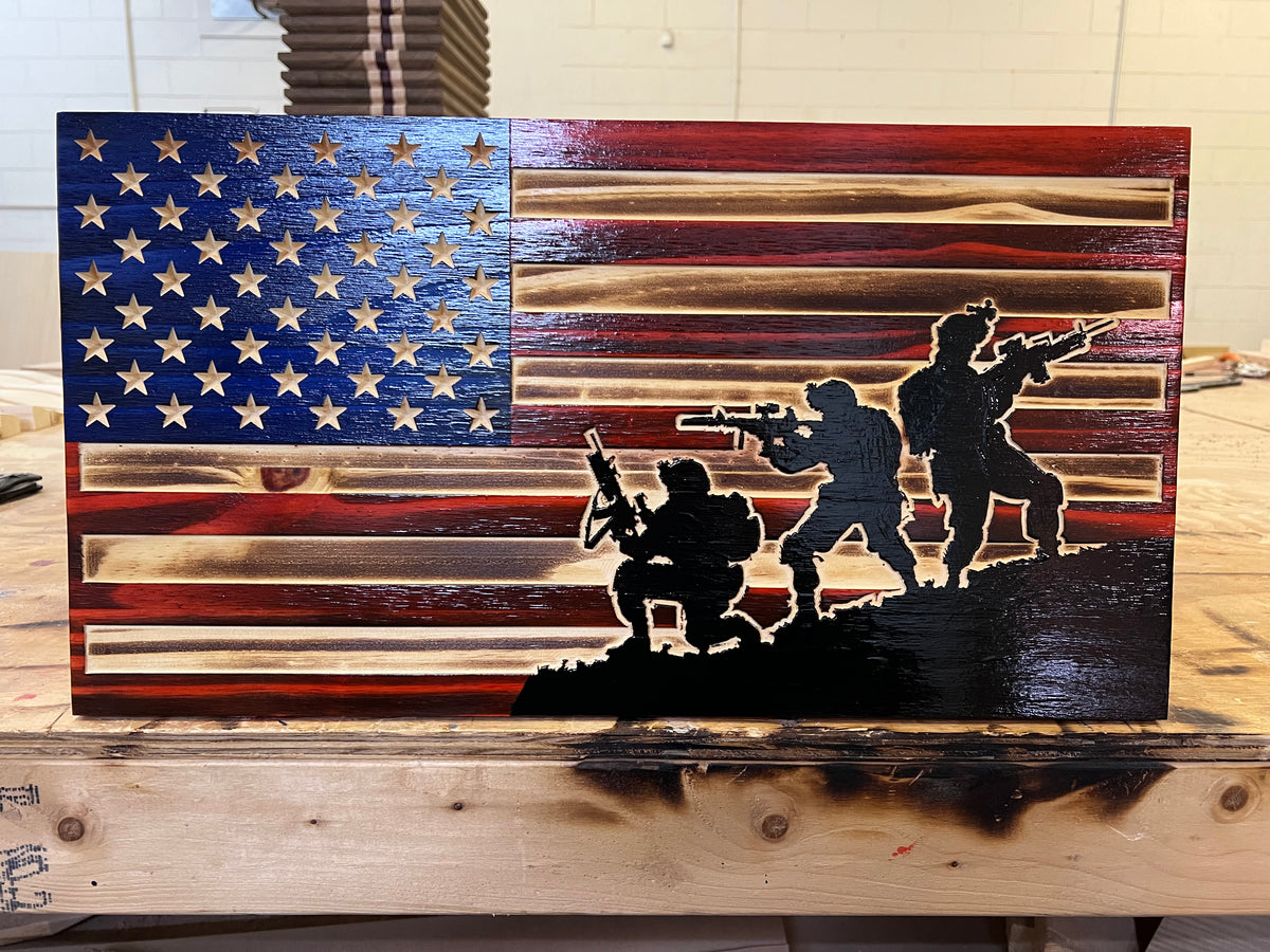 3 Soldiers Wooden Flag – Southern Sawdust