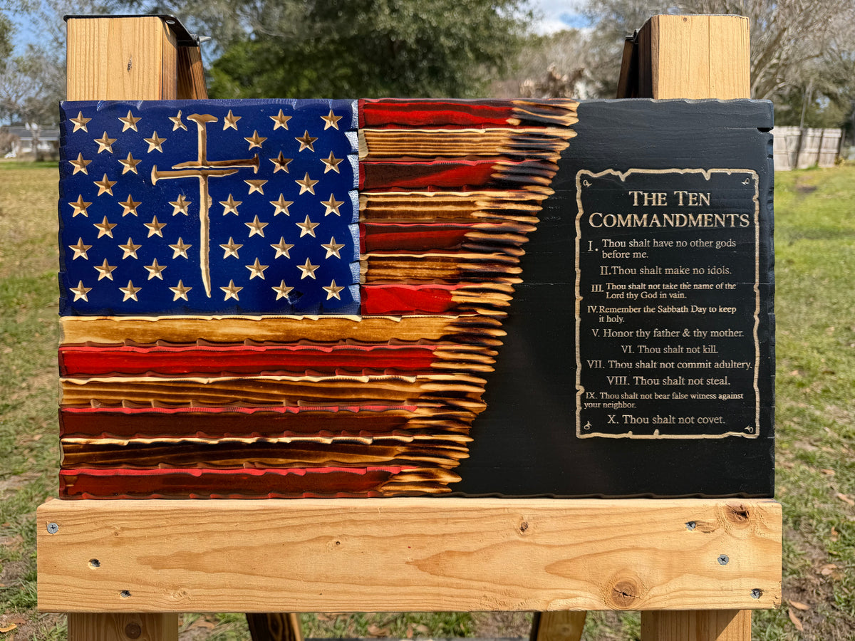 Ten Commandments Wooden Flag – Southern Sawdust