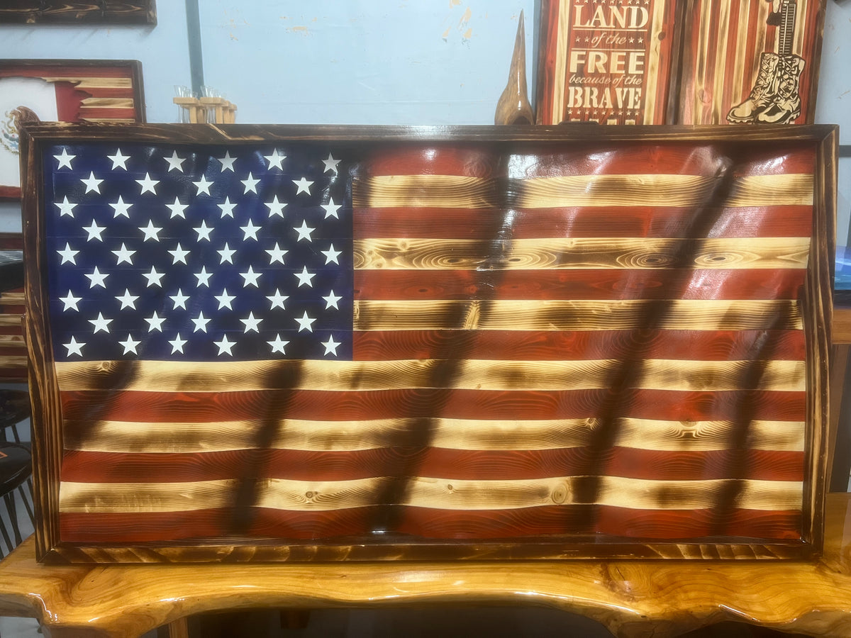 Stained Wavy Wooden Flag – Southern Sawdust