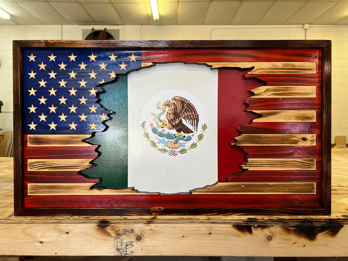 Split American-Mexican Wooden Flag – Southern Sawdust