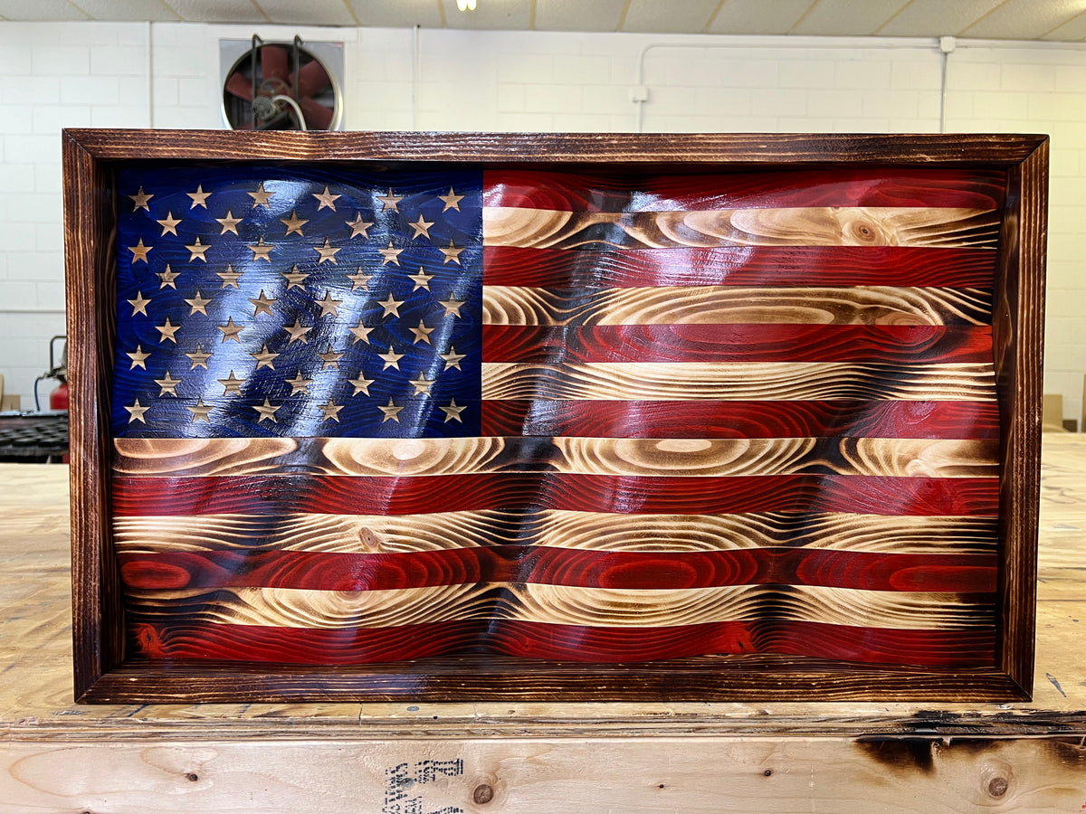 Stained Wavy Wooden Flag – Southern Sawdust