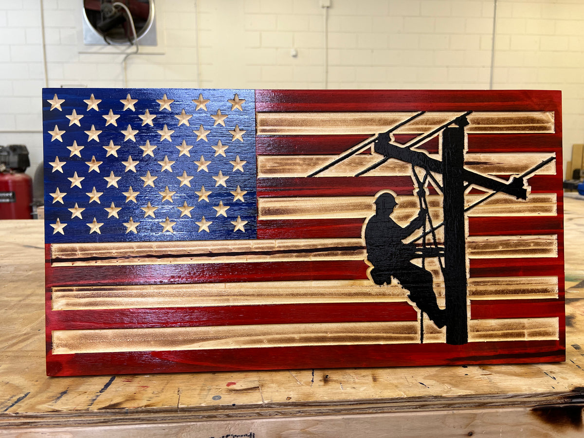 Lineman Wooden Flag – Southern Sawdust