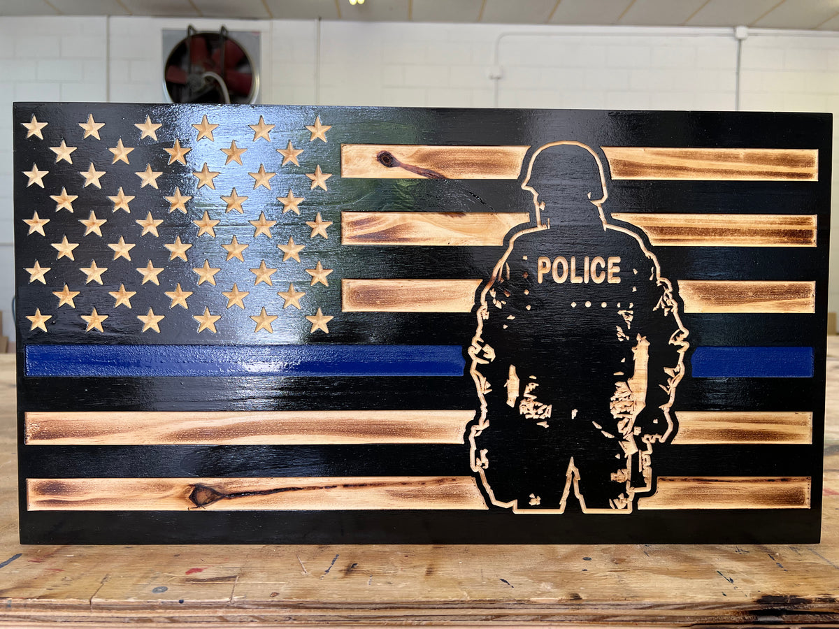 Police Right Wooden Flag – Southern Sawdust