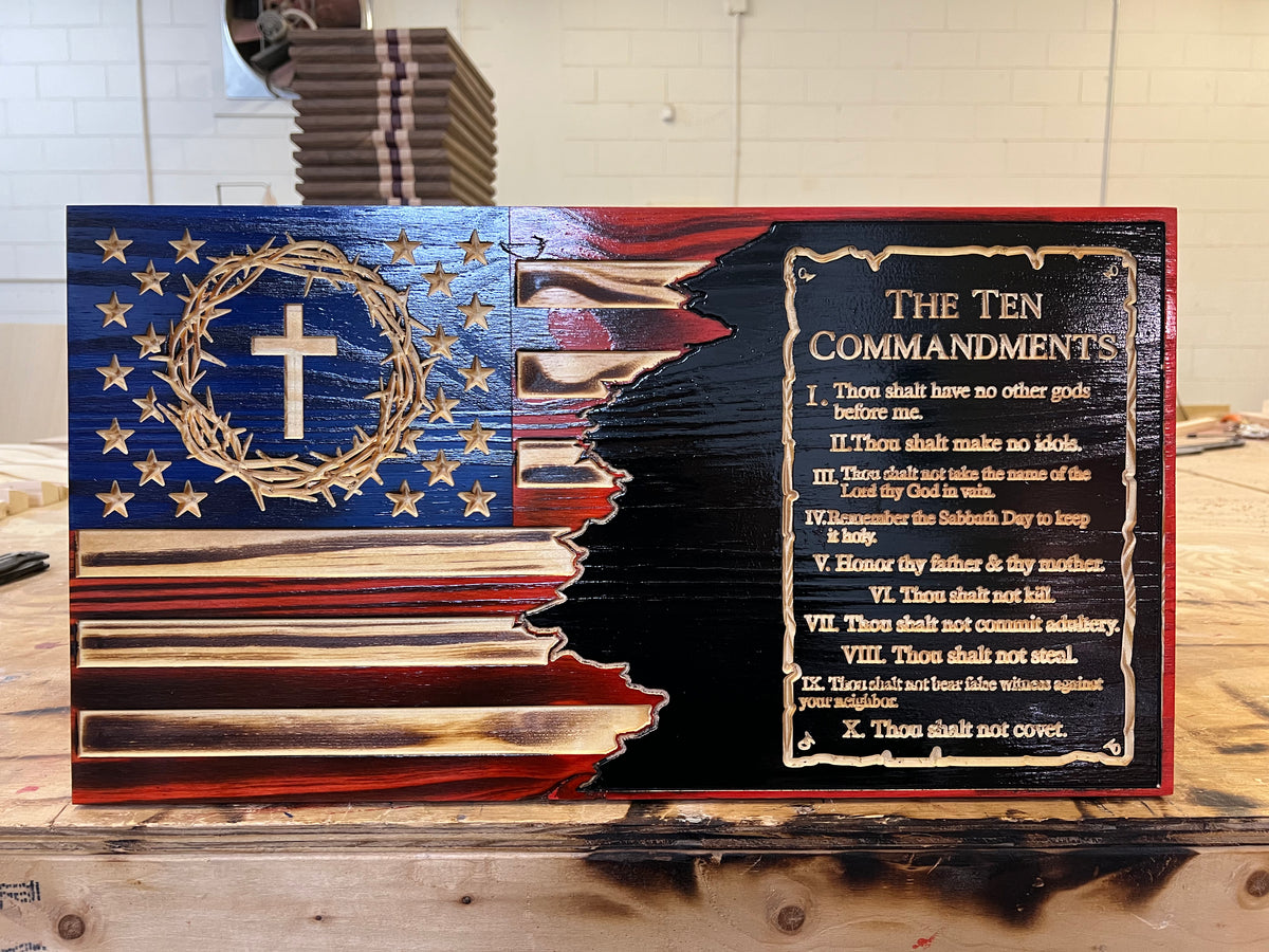 Ten Commandments Wooden Flag – Southern Sawdust